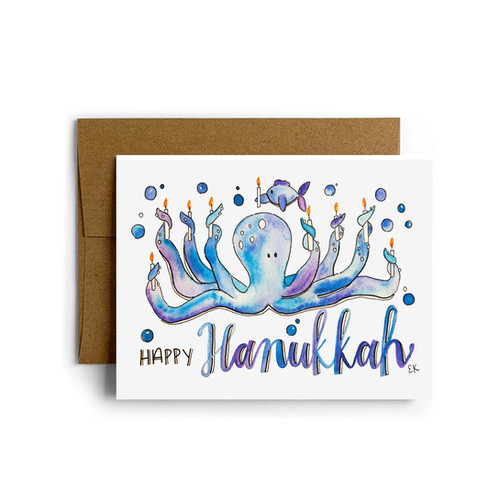 Hanukkah Octopus Greeting Card | Eileen Graphics