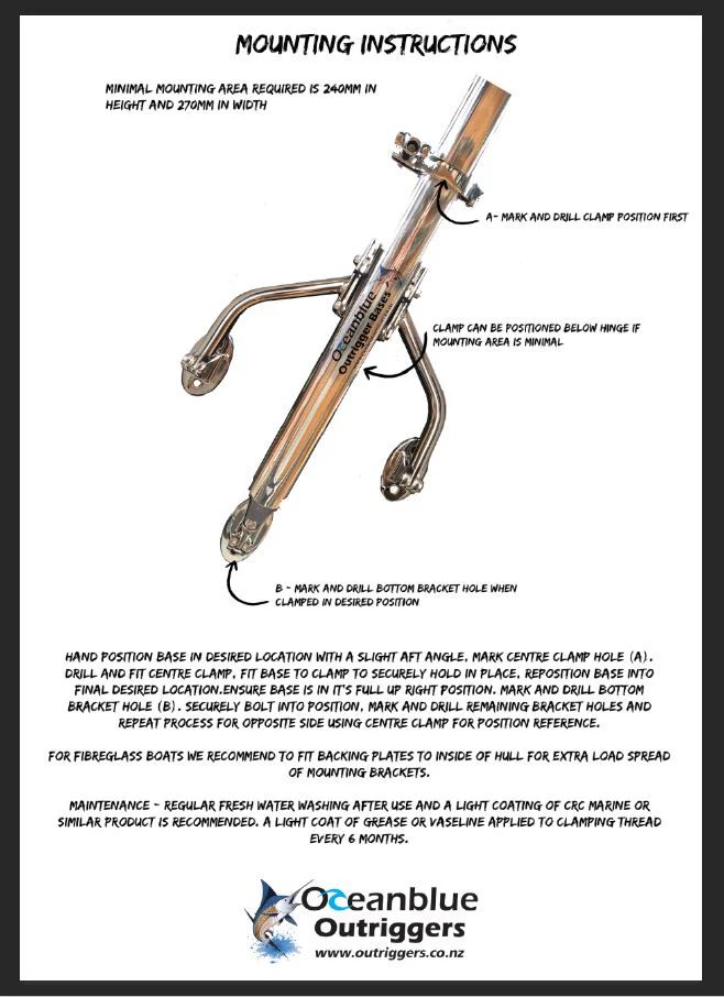 OCEANBLUE OUTRIGGERS - OUTRIGGER BASE WISHBONE - STAINLESS STEEL ...