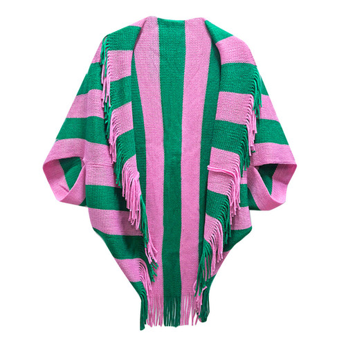 Pink & Green Fringe Shawl | Mysite