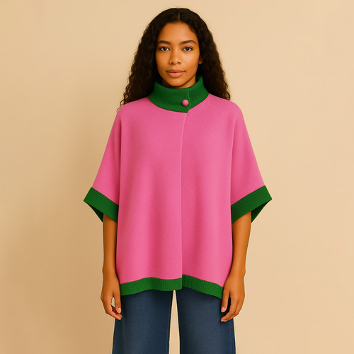 Pink & Green Button Cape | Mysite