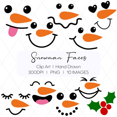 Snowman Faces Clip Art Bundle | OilyGraphicCreations