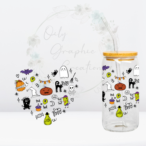 Halloween Heart Collage 2- UV DTF Decal | OilyGraphicCreations