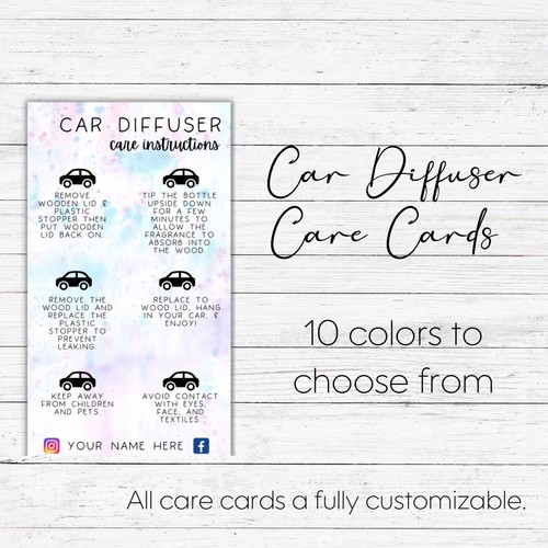 Car Diffuser Care Cards | OilyGraphicCreations