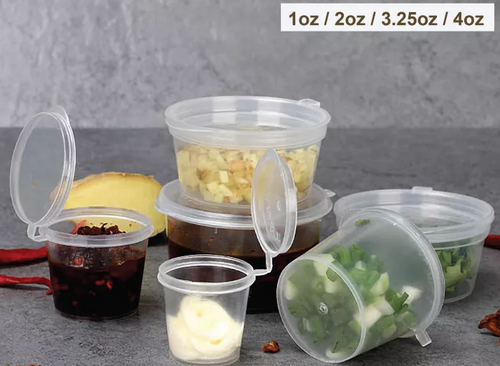 Clear-3oz-Plastic Hinged Sauce container 1000/case | Kc368