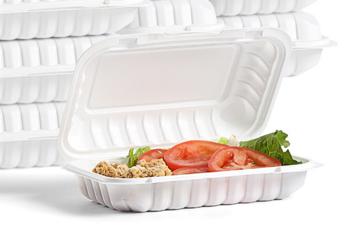 White-6”9“-Microwaveable Plastic Hinged Take-Out Container - 150/case ...