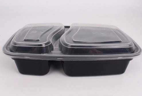 Black-2-Compartment Rectangular Microwavable Container 150/Case/32oz ...