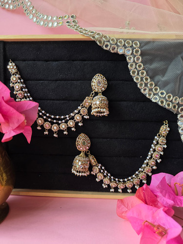 Mirror Jhumke with hair chain | Devi & Desi by Aashna