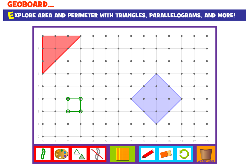 GeoBoard from Math Playground | A Dash of Research