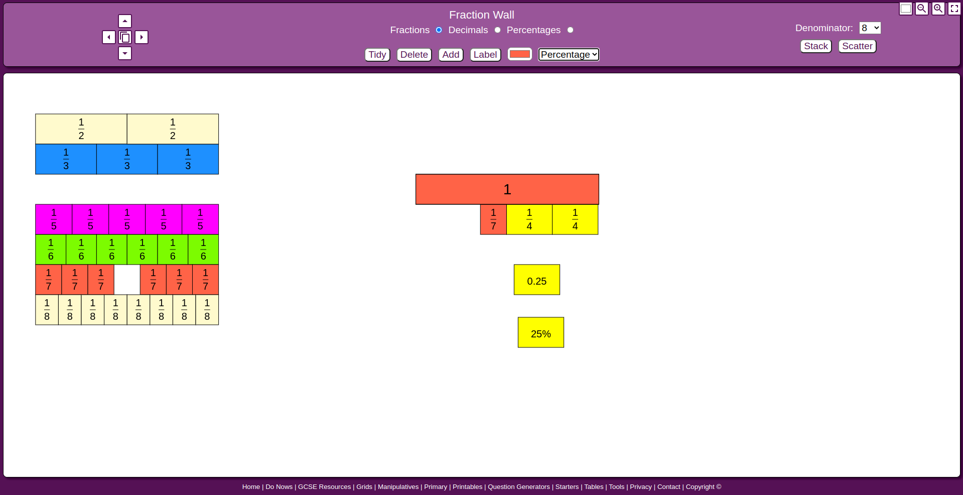 Fraction Wall from MathsBot | A Dash of Research