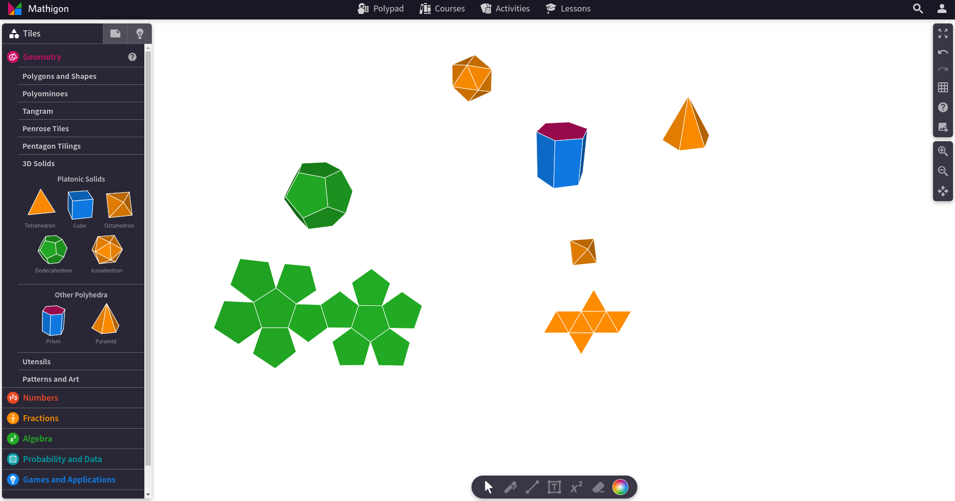 3D Solids & Nets from PolyPad from Mathigon | A Dash of Research