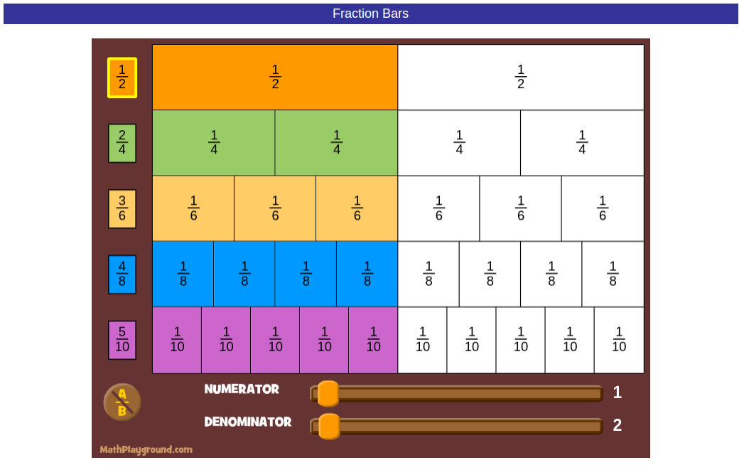 Fraction Bars from Math Playground | A Dash of Research