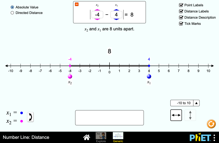 Number Line: Distance from PhET | A Dash of Research