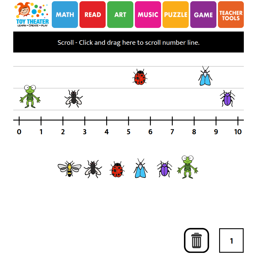 Bug Catcher Number Line from Toy Theater | A Dash of Research