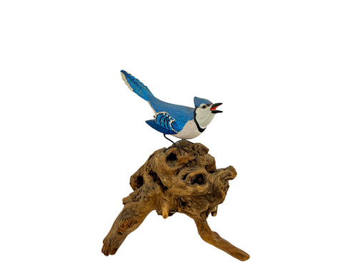 Miniature Calling Blue Jay - Helen Strong | A&M Decoys & Folk Art