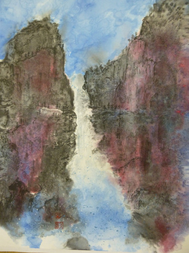 Mountain Waterfall | Brush Strokes