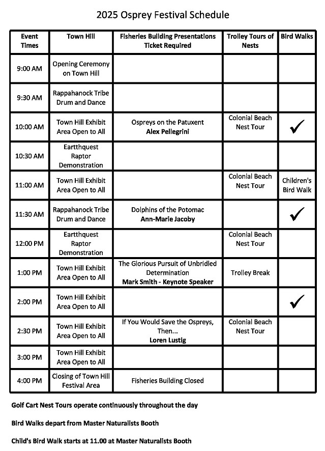 The 2025 Festival | Virginia Osprey Festival | The Virginia Osprey ...