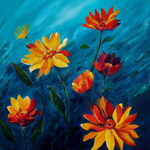 Sunflower Tidal Wave | Brush Strokes