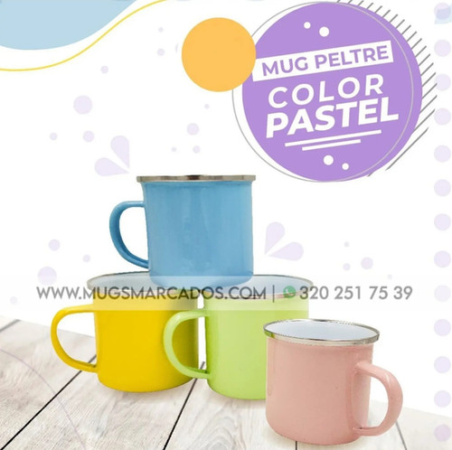 Mug Peltre | Mug Peltre Color Pastel | Mugs Personalizados | Mugs ...