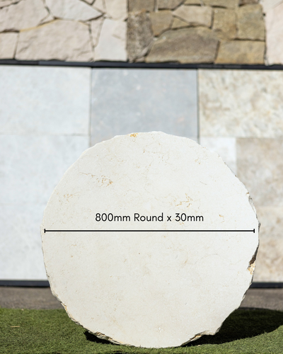 Bianco Limestone Stepper 800mm or 500mm Irregular/Round | CC Tile & Stone