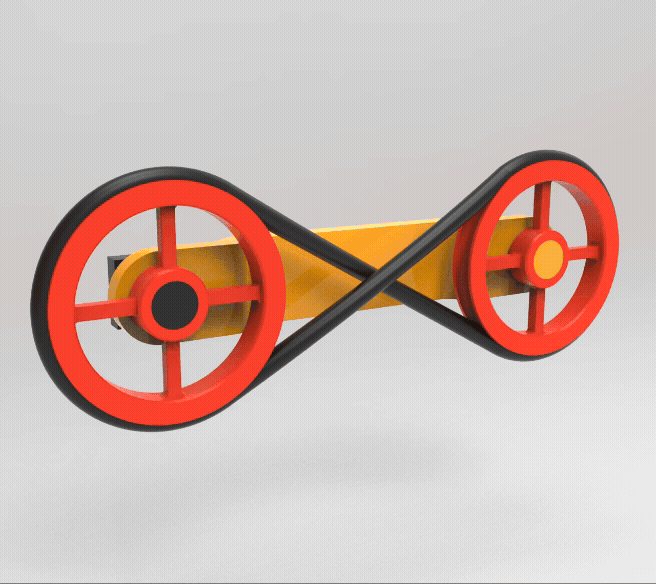 Mechanical Movement 2 — Crossed Belt Drive (Reversing Direction)