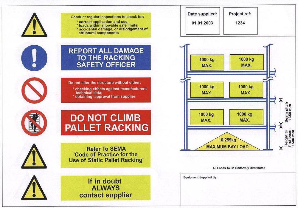 Racking Load Notices & Signage Requirements | Rack Inspections Racking Load Notices & Signage Requirements | Rack Inspections