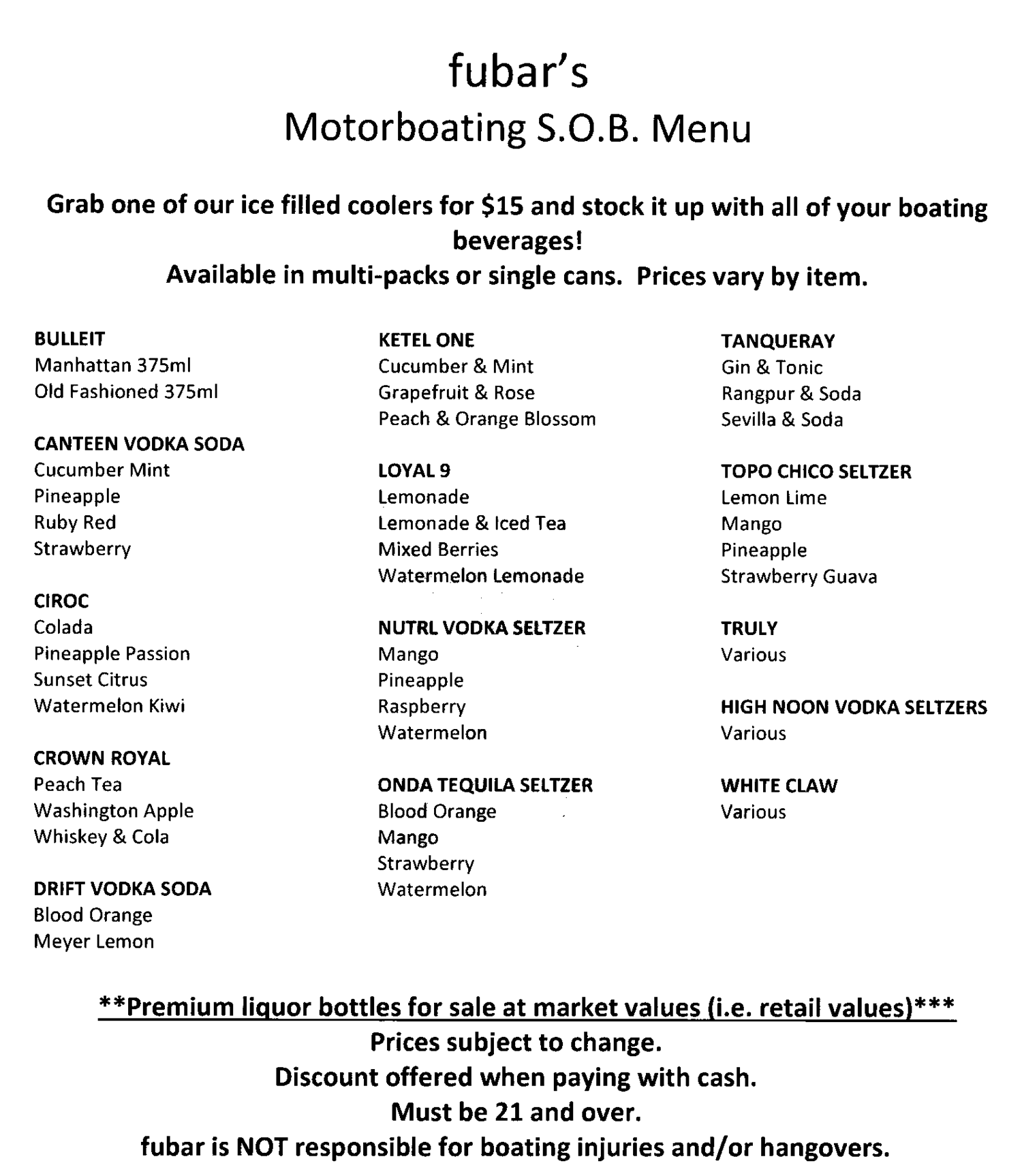 Beach / Boating Menu | Fort Walton Beach, Okaloosa Island, Florida ...