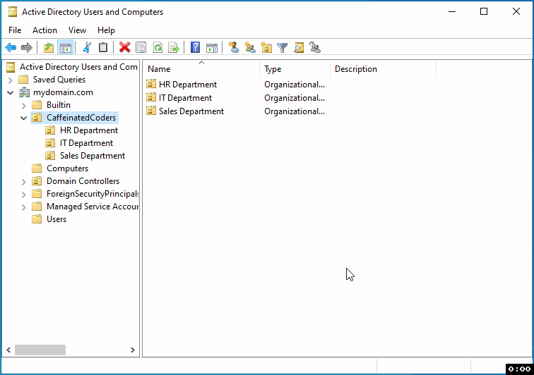 Creating Organizational Units in Active Directory