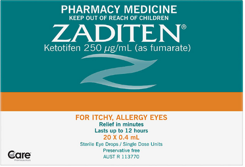 Zaditen 0.025% Eye Drops Unit Dose 0.4ml 20 Single Dose Units ...