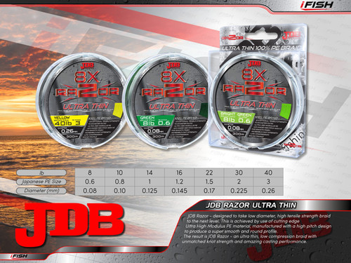 JDB RAZOR ULTRA THIN Braid 300m | Bilimoria Fishing