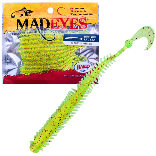 HALCO MadEyes Squid Scented WHIPPY WORM 3.5 | Bilimoria Fishing