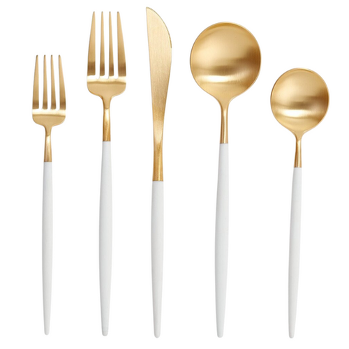 Two Tone Dipped Flatware White & Gold | gotyacoveredlinens