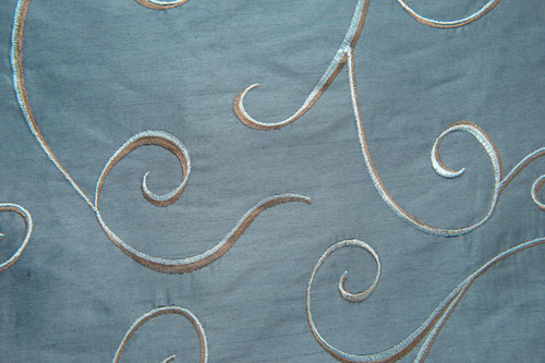 Supernova Shantung Slate Blue Swirl Linen | gotyacoveredlinens