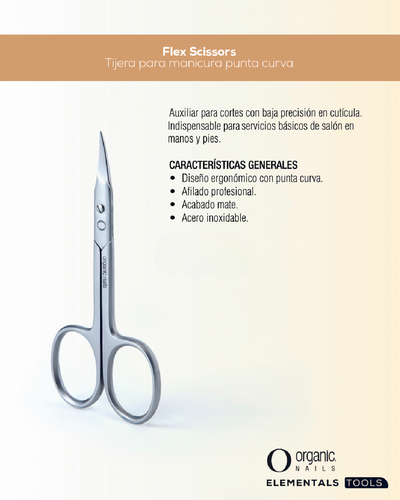 Tijera Flex Scissors punta Curva | Organic Nails | MediQstore