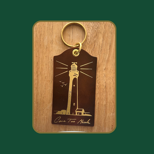 Leather Lighthouse Tag Gold Hot Foil - Dark Brown | BELLA DEER