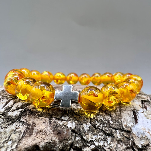 Copal amber and Steel Bracelet | Paisley Honey