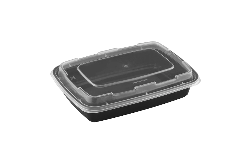 48oz Square Microwaveable Container with Lid 3-compartment, 100 sets