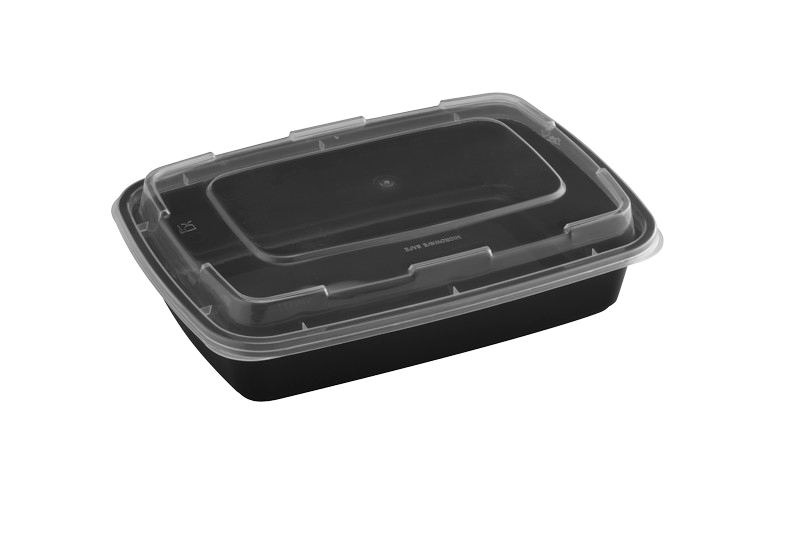32oz Rectangular Microwaveable Container with Lid, 150 sets