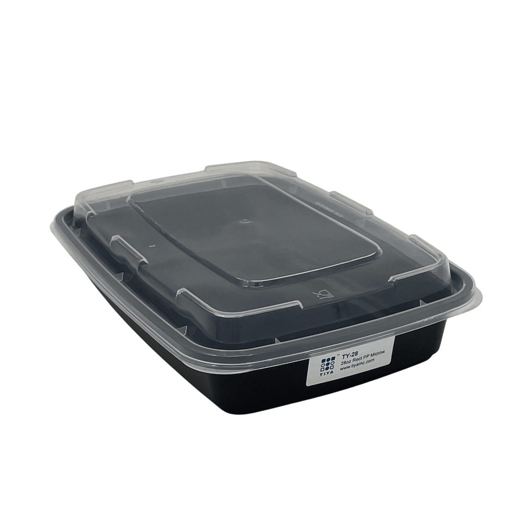 28oz Rectangular Microwaveable Container with Lid, 150 sets