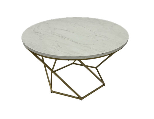 Faux Marble White Coffee Table/Gold Prism Legs (2of2) (set of 3 ...