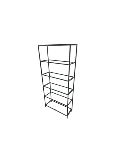 6 Tier Black Display Shelf with Glass Shelves | Gotham Scenic