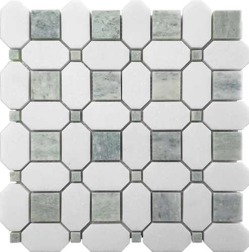 Honed Mosaic - Verdi Cristallo + Thassos | Mosaic Tiles | Exquisite ...