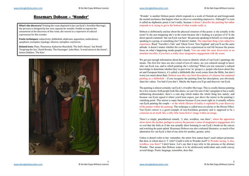 Close reading notes: Rosemary Dobson, 'Wonder' | Diving Bell Educatio