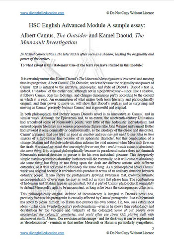 HSC Advanced Mod A Essay and Essay Analysis: Camus and Daoud | Diving ...
