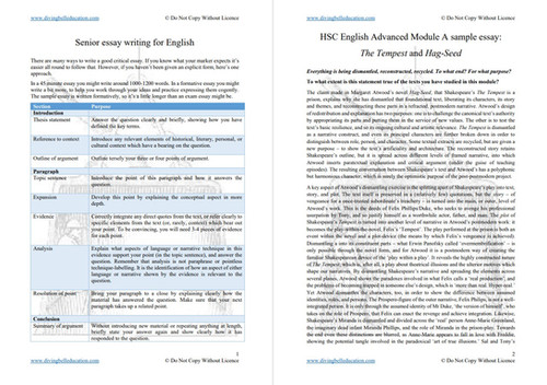 HSC English Advanced Mod A: Tempest and Hag-Seed sample essay & essay ...