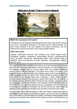 Close reading notes: analysis of Merlinda Bobis, 'This is where it ...