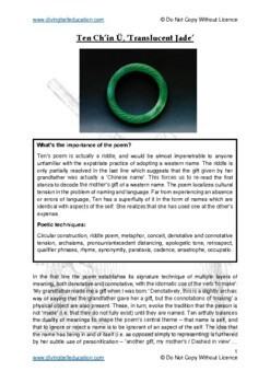 Close reading notes: Maureen Ten 'Translucent Jade' | Diving Bell Educatio