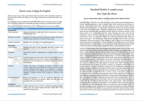 HSC Standard Module A Essay and Essay Analysis: One Night the Moon ...