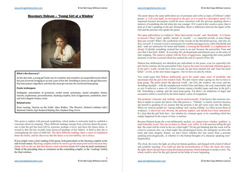 Close reading notes: Rosemary Dobson, 'Young Girl at a Window' | Diving ...