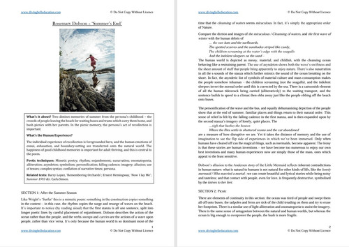 HSC close reading notes - Rosemary Dobson,'Summer's End'' | Diving Bell ...