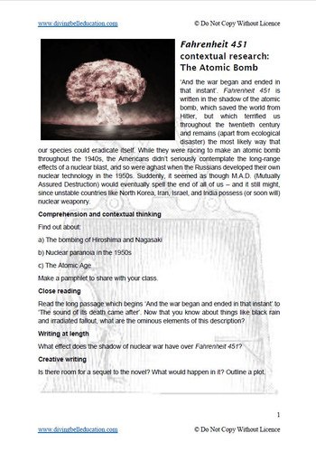 Fahrenheit 451: Five Contextual Research Tasks | Diving Bell Educatio